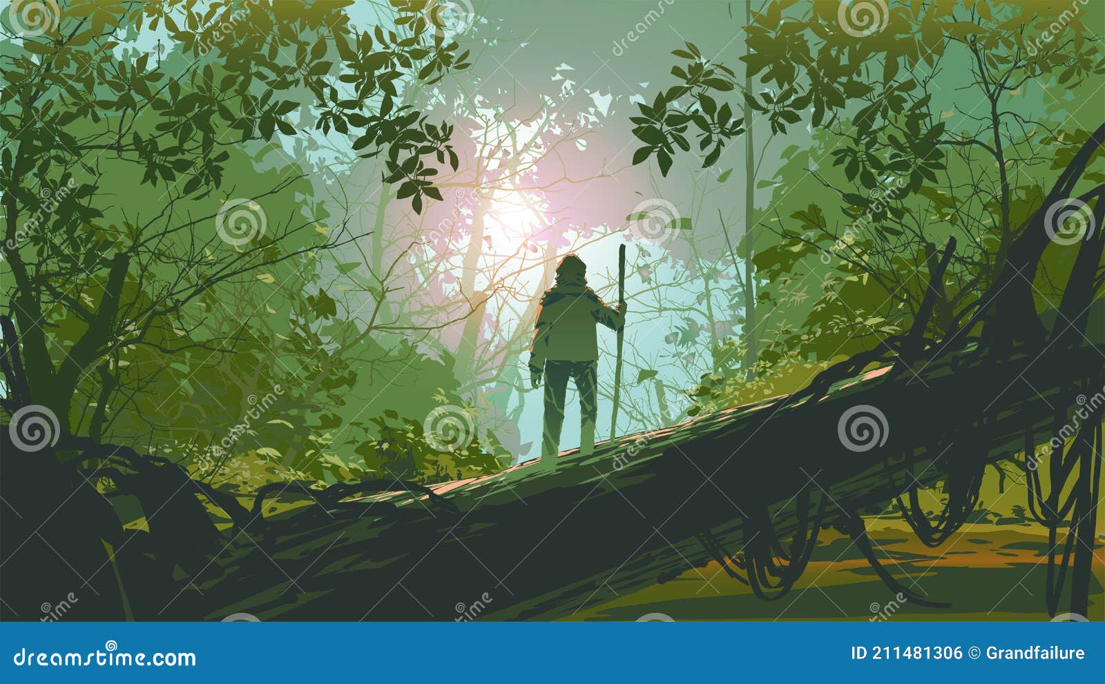Adventure in the Deep Forest Stock Vector - Illustration of artwork ...