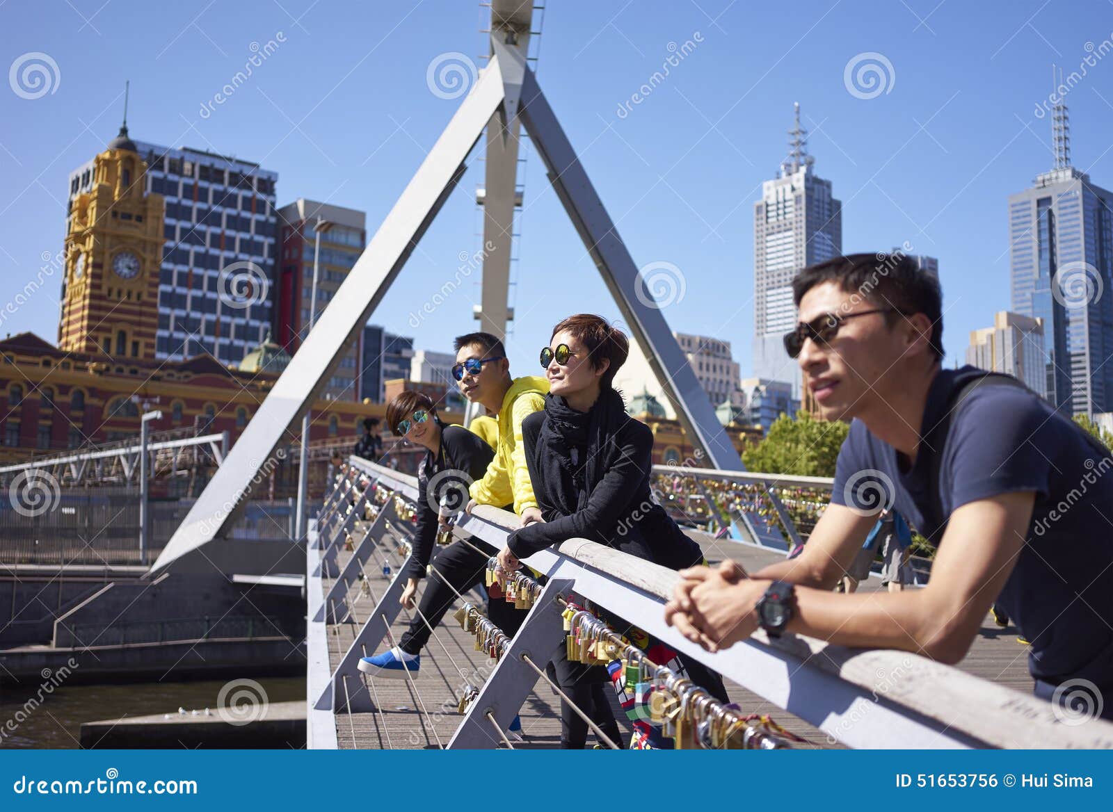 Travelers on bridge stock photo. Image of sunshine, australia - 51653756