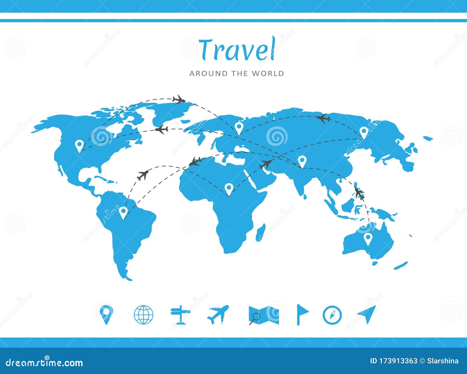 Traveling Around the World in Flat Design. Stock Vector - Illustration ...