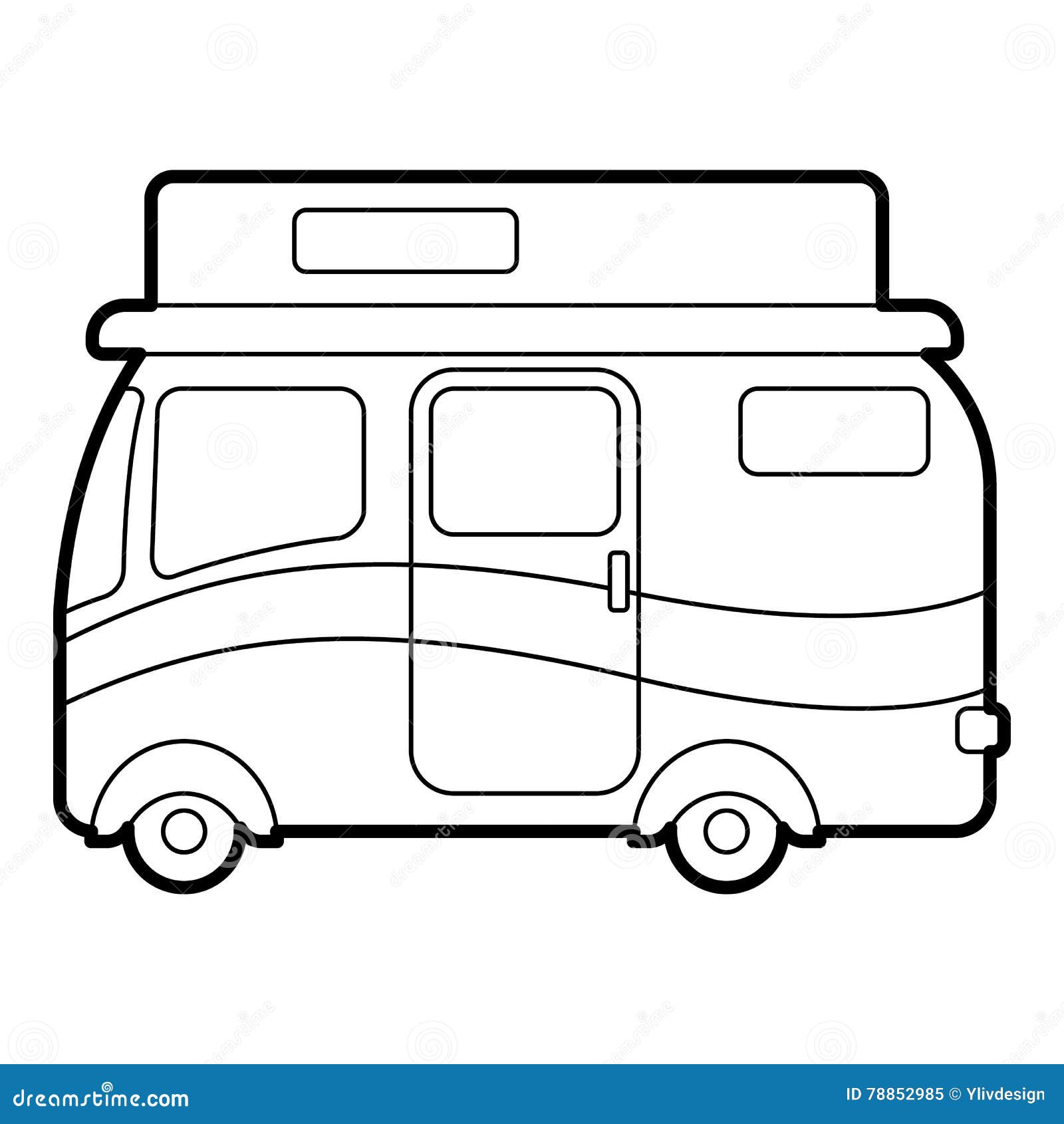 Traveling Camper Van Icon, Outline Style Stock Vector - Illustration of ...