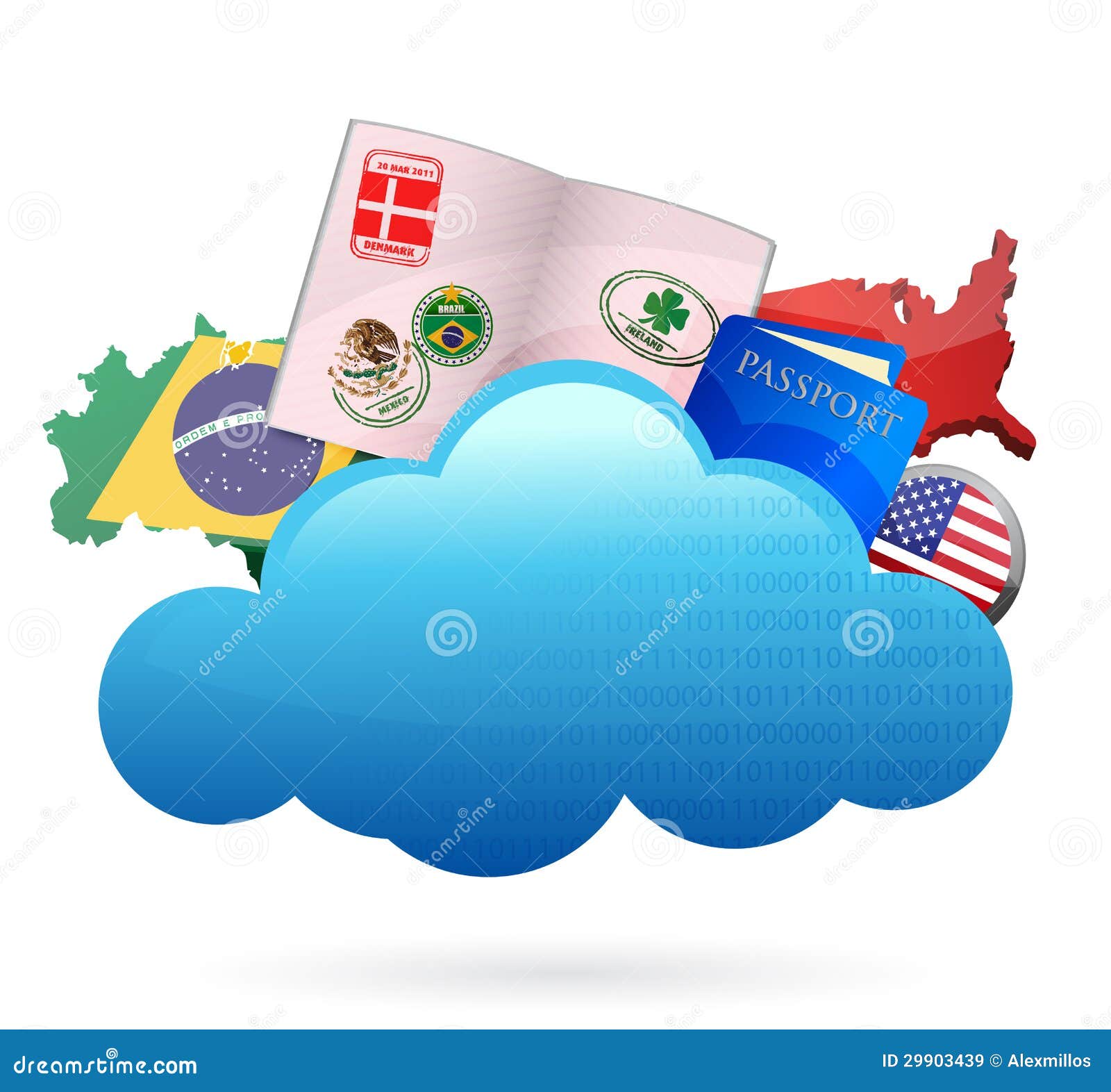 Traveling Cloud Computing Concept Stock Illustration - Illustration of ...