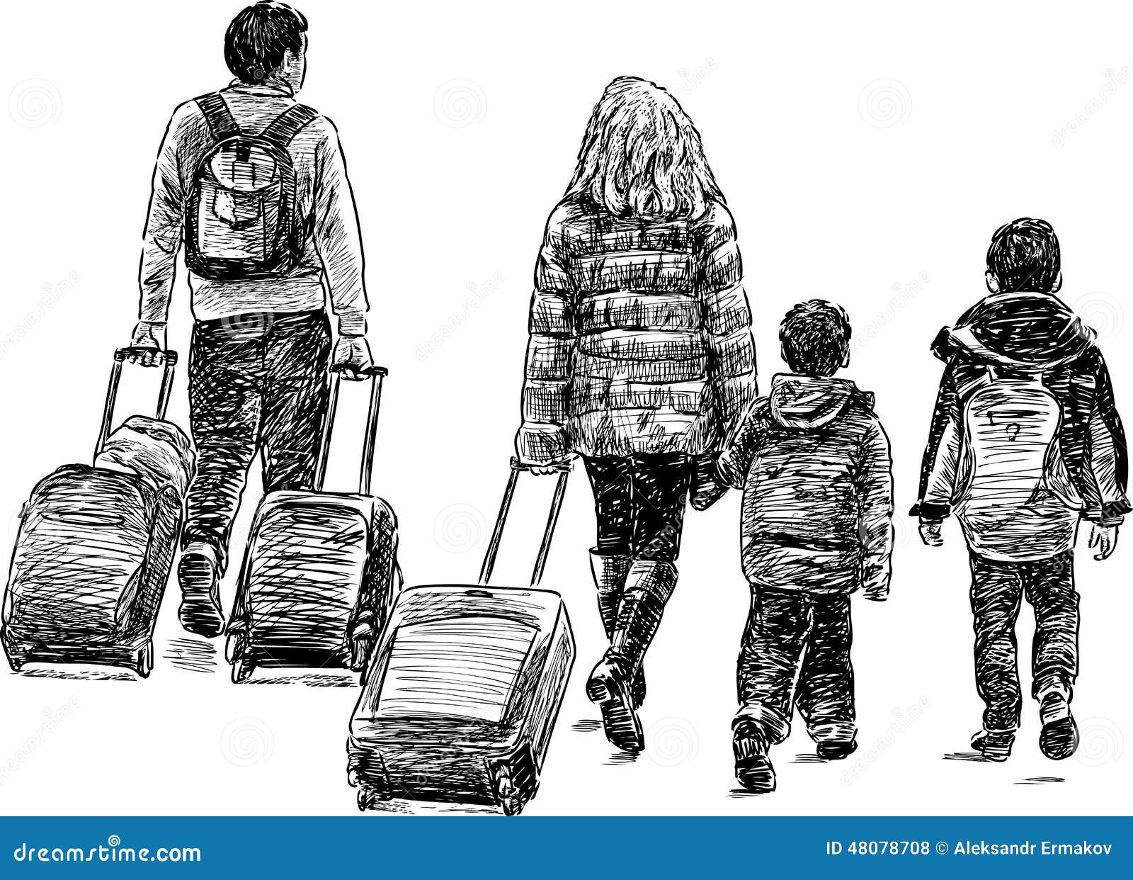 Traveling family stock vector. Illustration of contemporary - 48078708