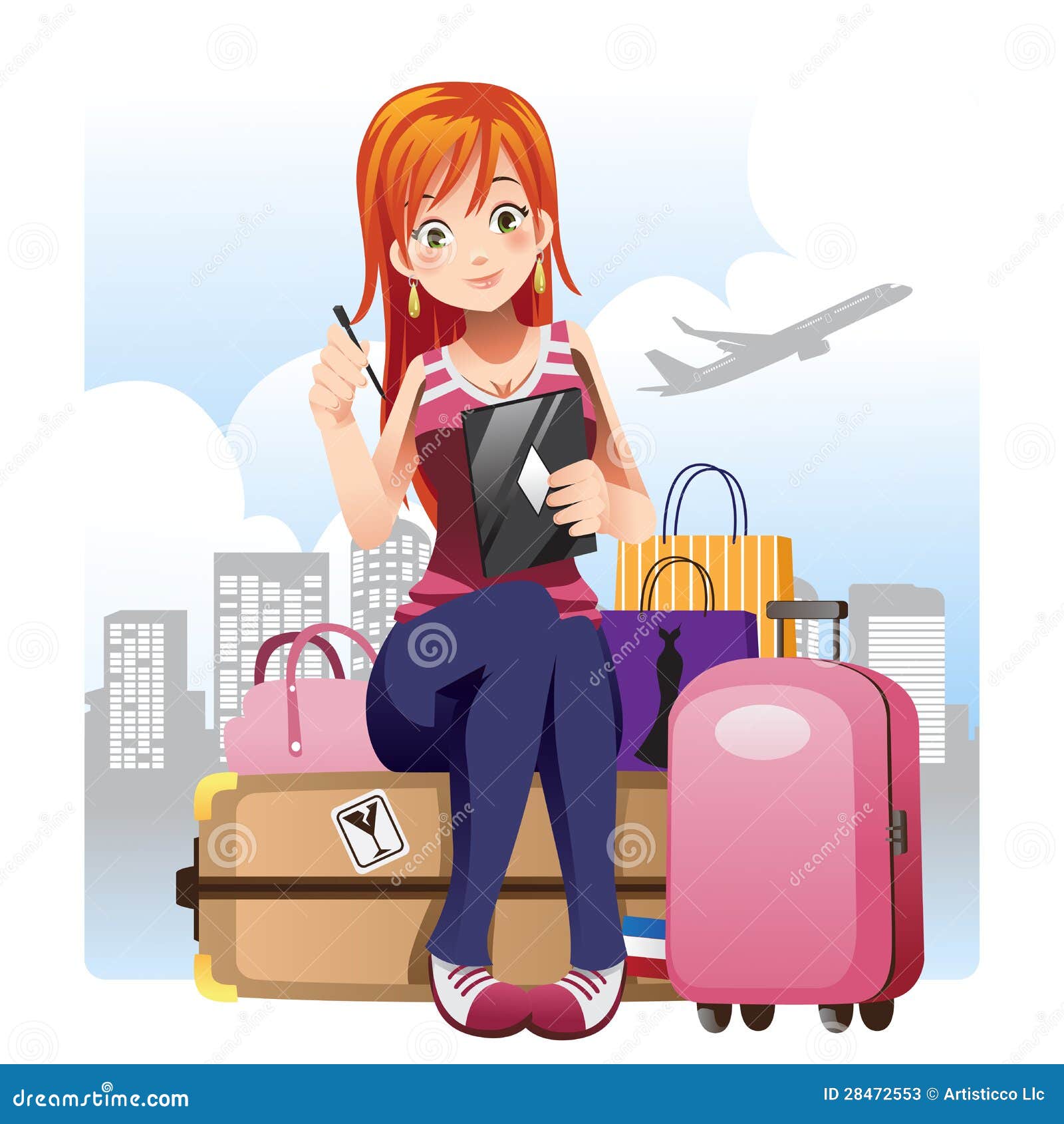 Traveling girl stock vector. Illustration of people, drawing - 28472553