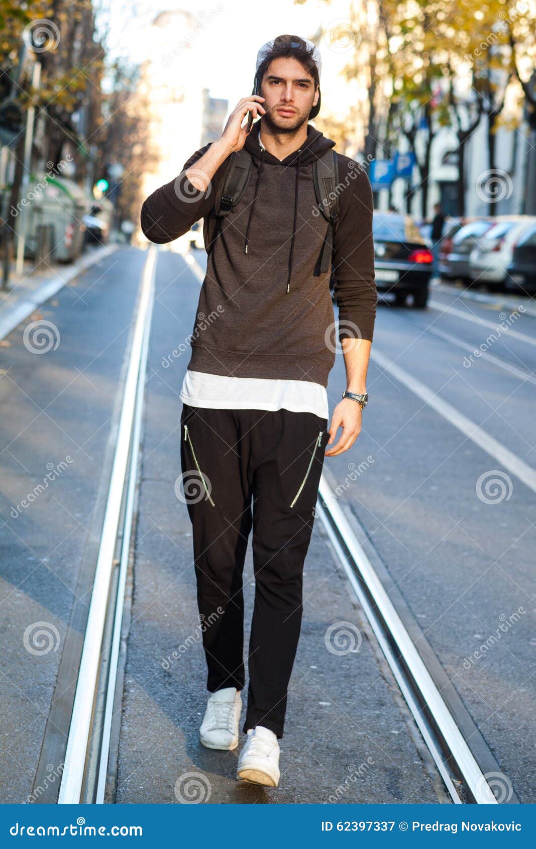 Traveling Guy with Mobile Phone Stock Image - Image of place, adult ...