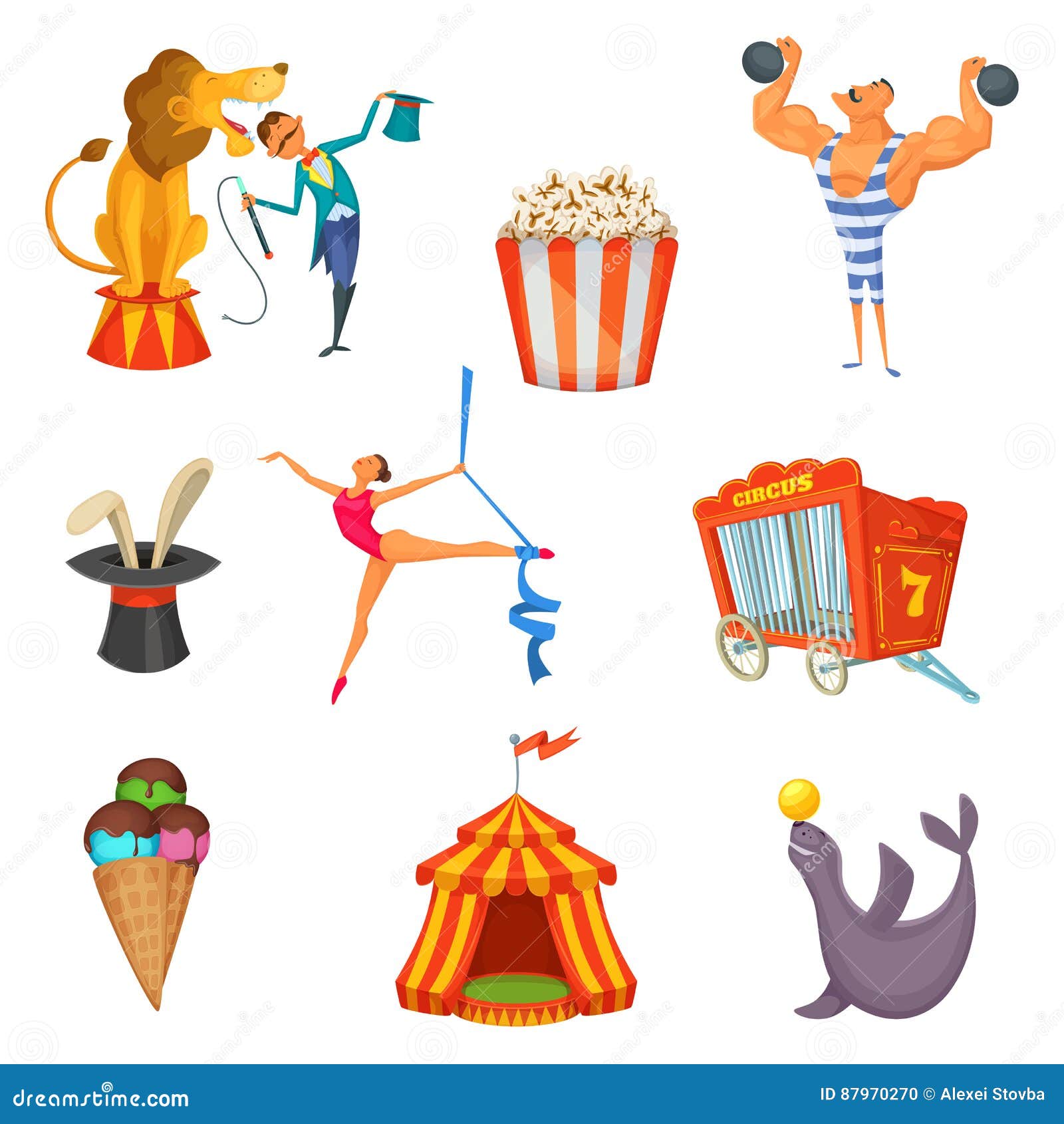 Traveling Ircus. Cartoon Collection of Objects and Characters Design ...
