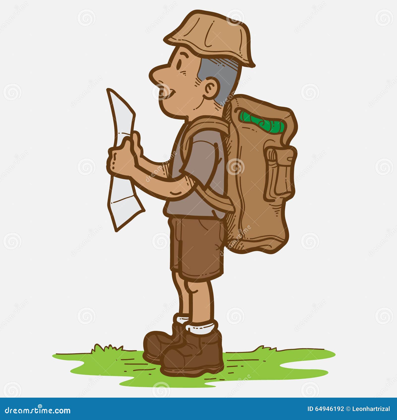 Traveling man stock vector. Illustration of backpacker - 64946192