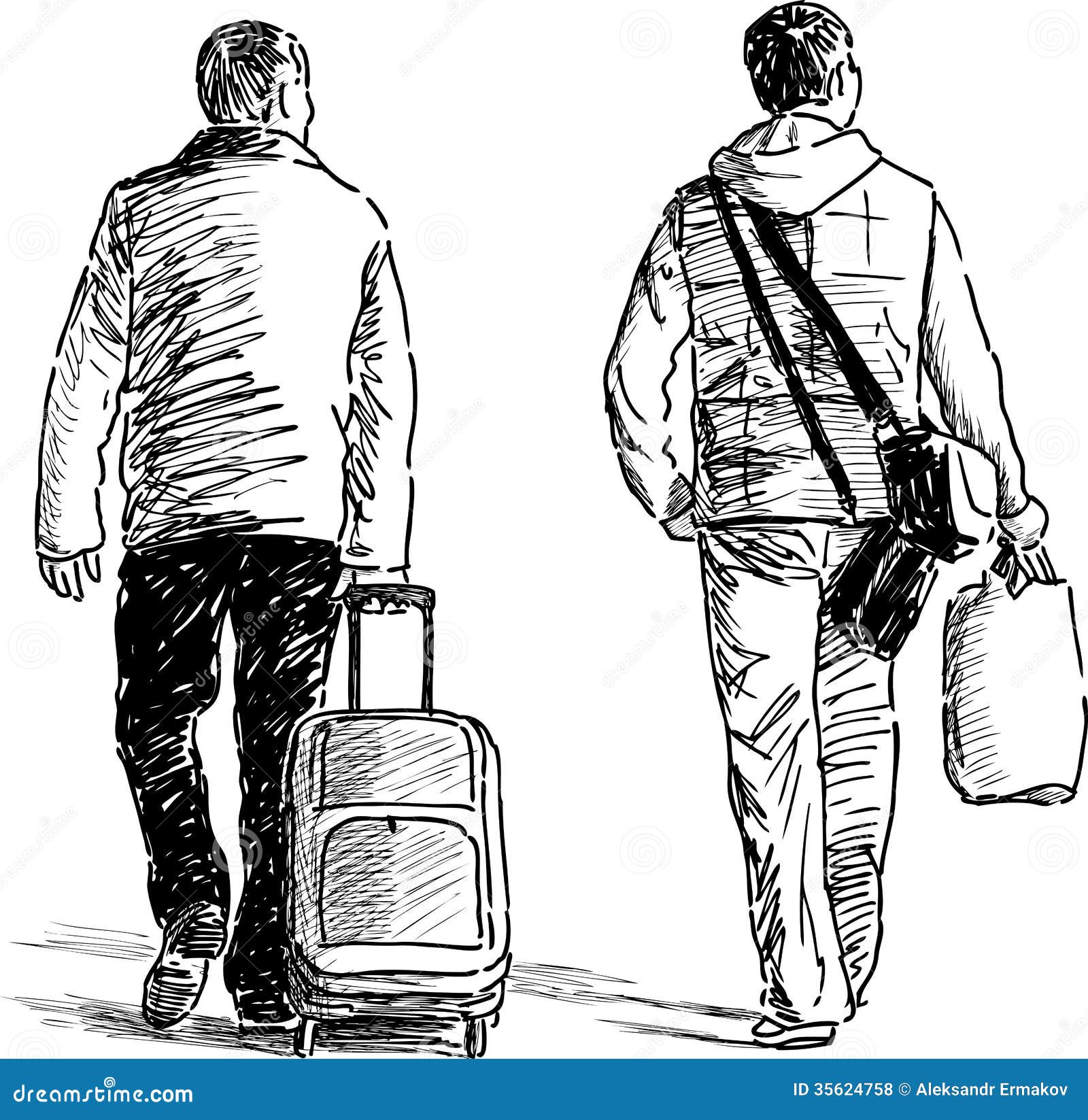 Traveling men stock vector. Illustration of white, traveling - 35624758