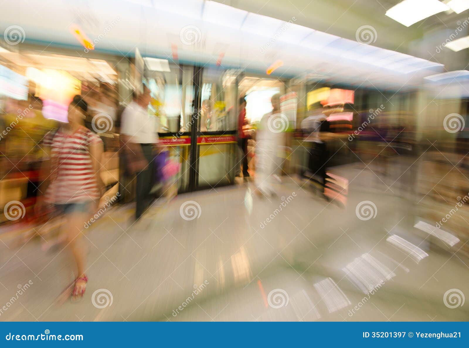 Traveling People at the Subway Station in Motion B Stock Image - Image ...