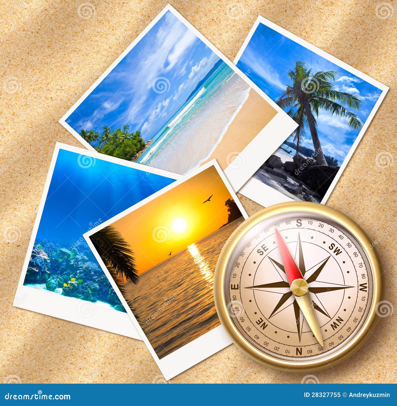 Traveling Photos with Compass Stock Image - Image of multiple, palm ...