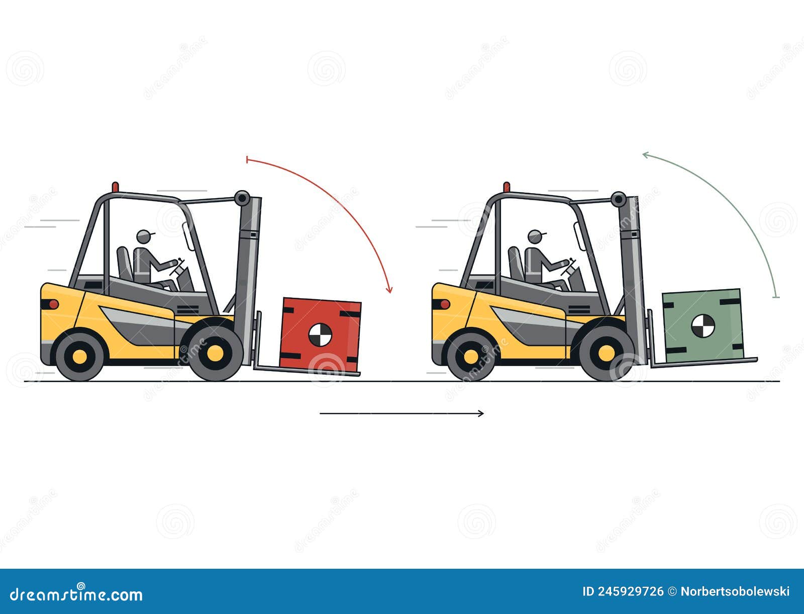 Traveling with Raised Forks and Mast Tilted Back. Stock Vector ...