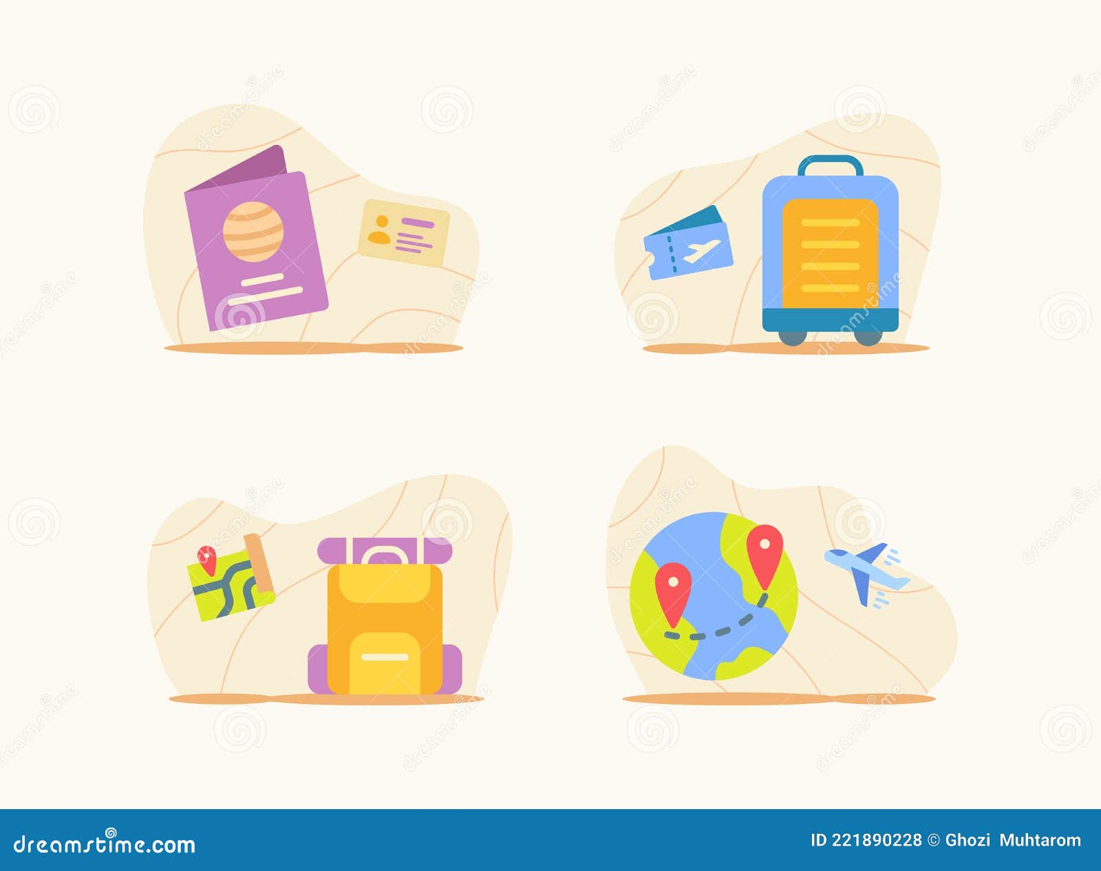 Traveling Set Collection Package White Isolated Background with Modern ...