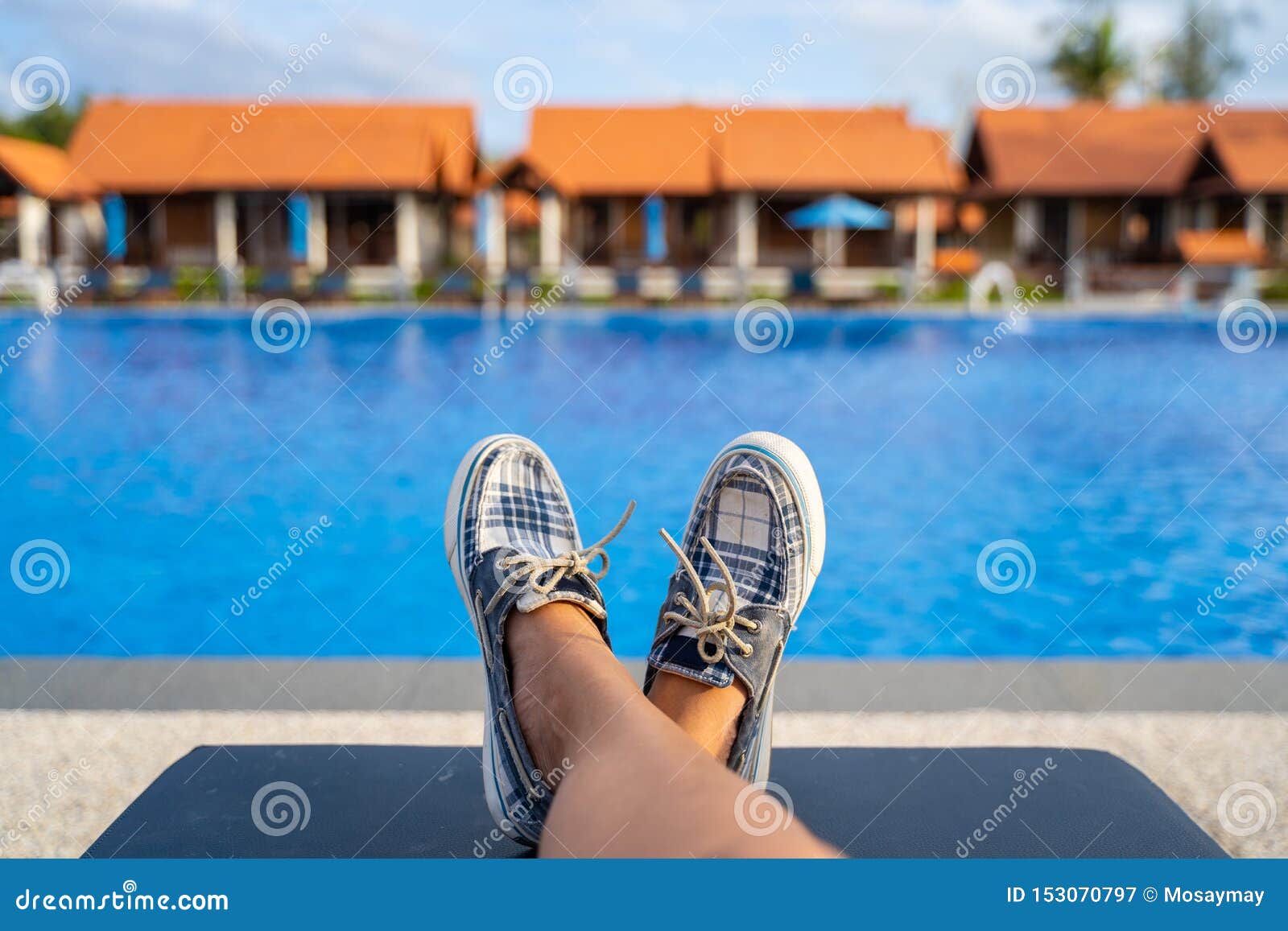 Traveller is Napping by the Pool Stock Image - Image of travel, relax ...