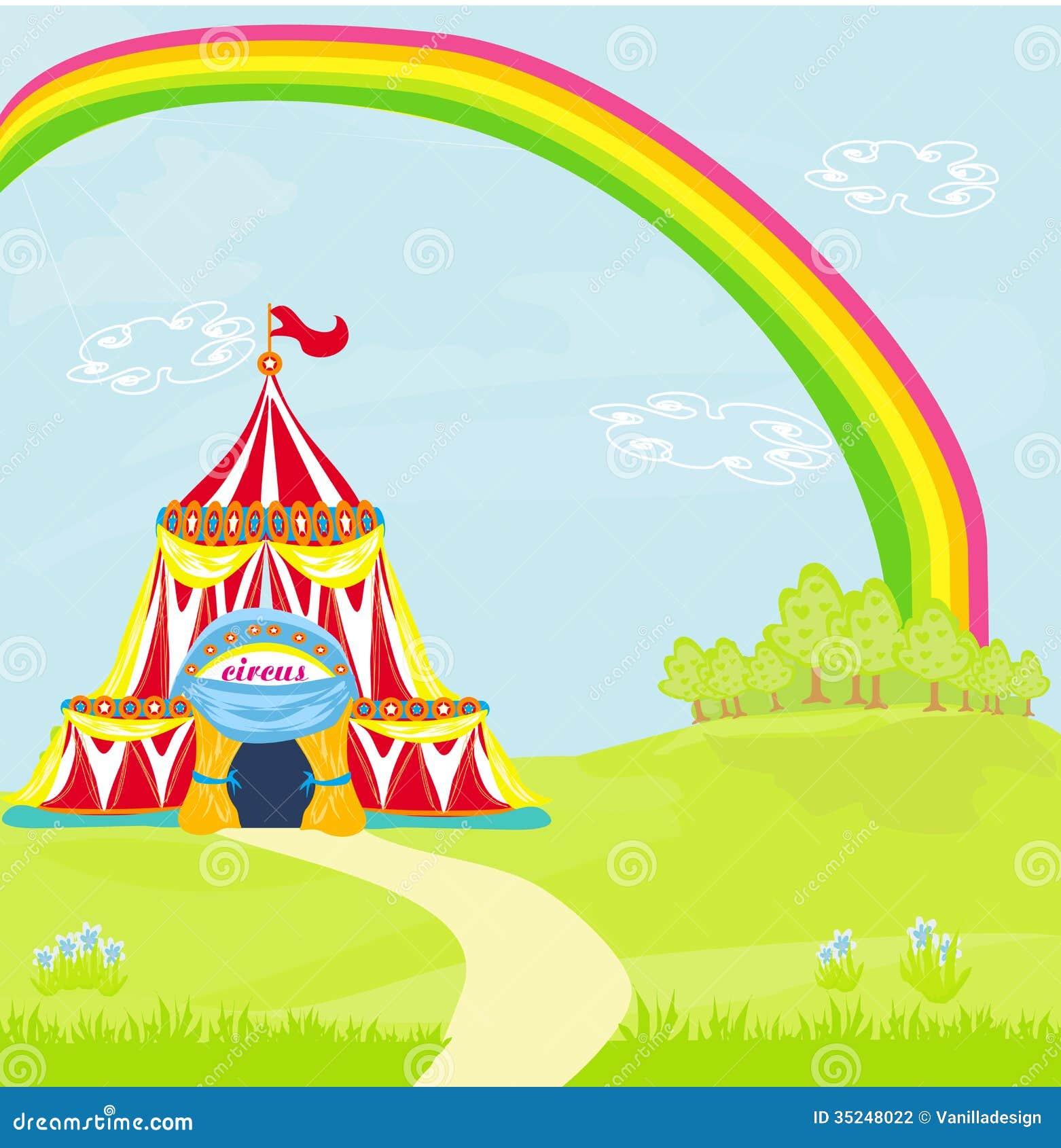 Rainbow Red Circus Vintage Cartoon Vector | CartoonDealer.com #138529817
