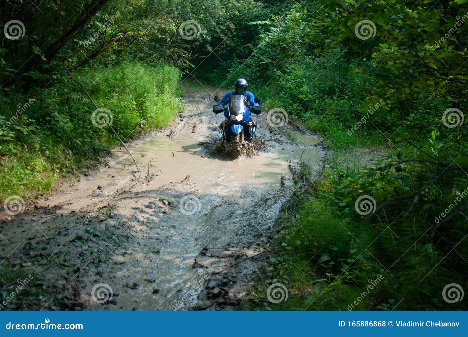 Enduro Motorcycle Biker Slide Moving On Dirt Field Royalty-Free Stock ...