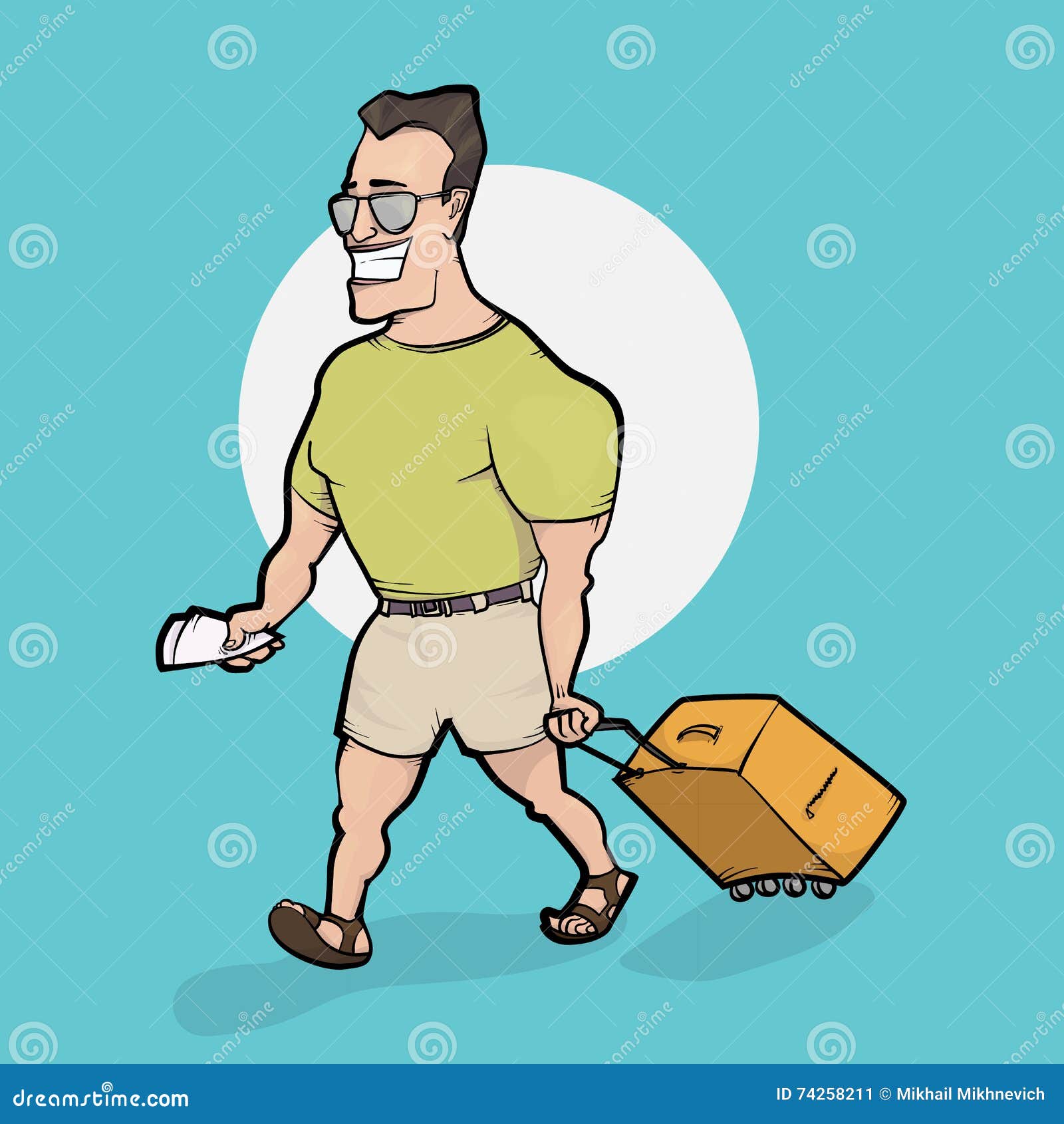 Travelling Man Goes with Bag Stock Vector - Illustration of smile, trip ...