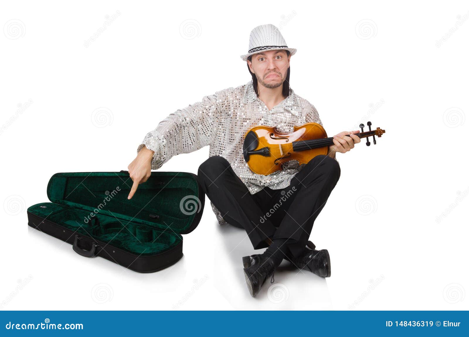 The Travelling Musician Isolated on White Stock Image - Image of ...