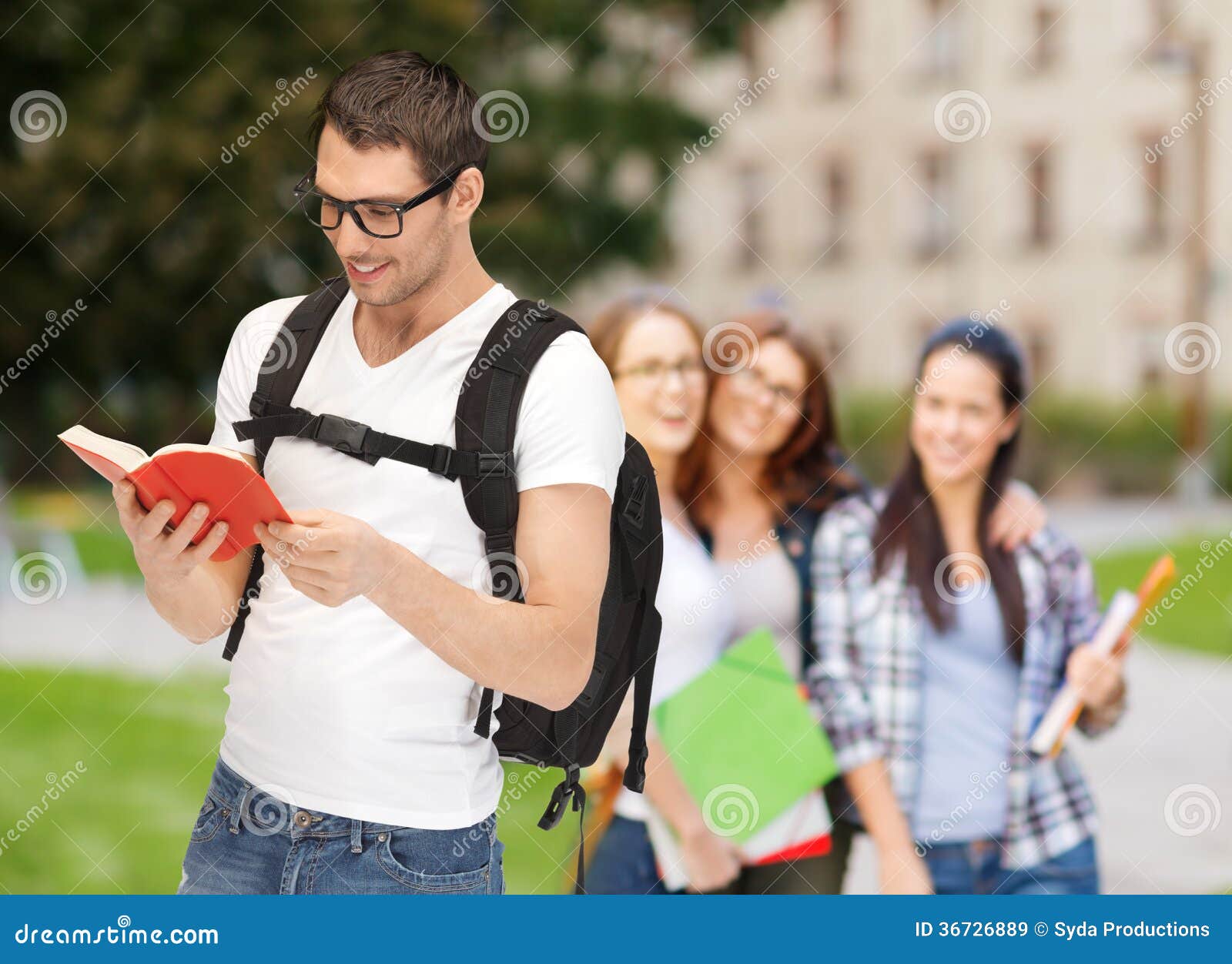 Travelling Student with Backpack and Book Stock Image - Image of ...