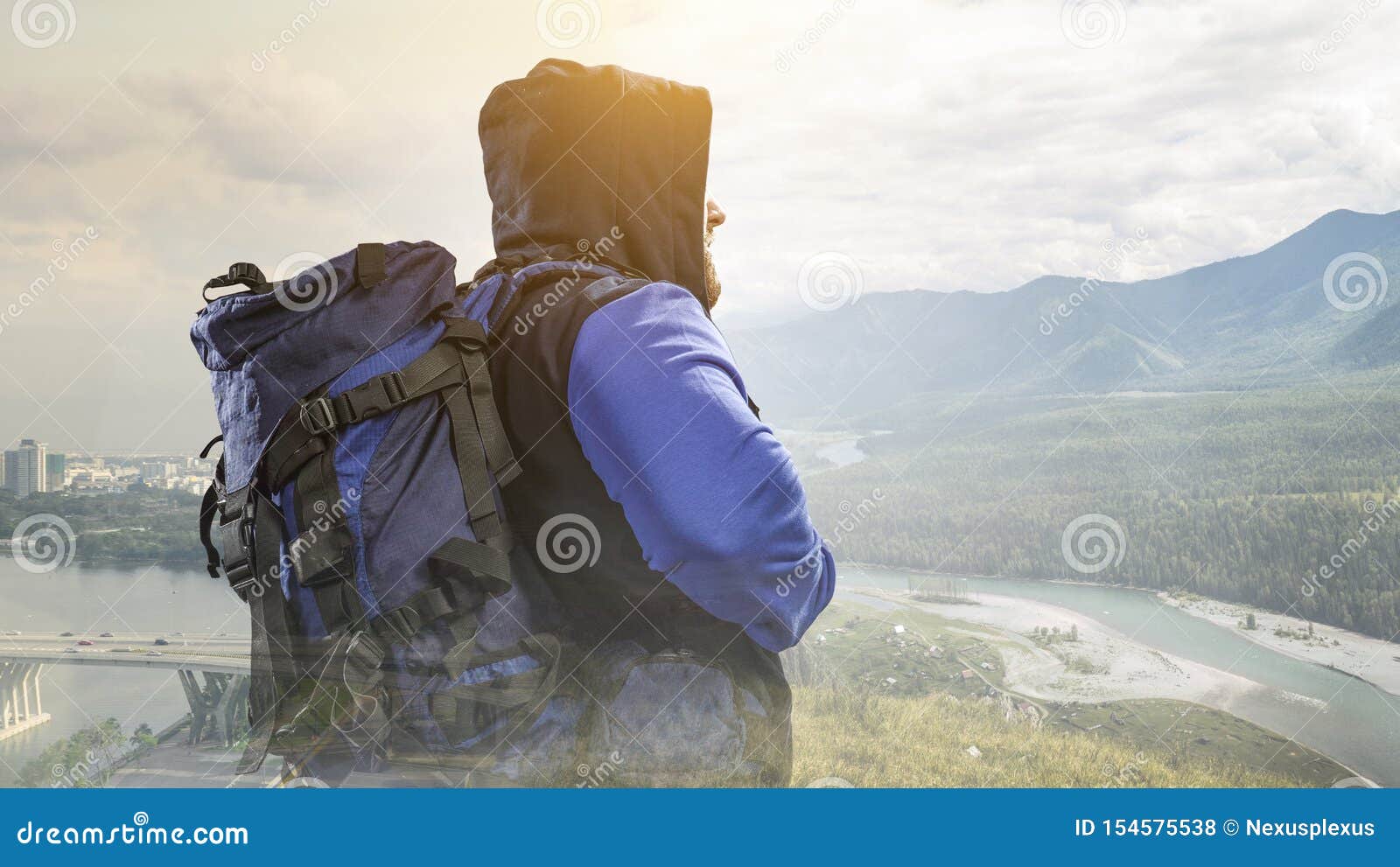 Travelling Tourist with His Backpack Stock Photo - Image of travel ...