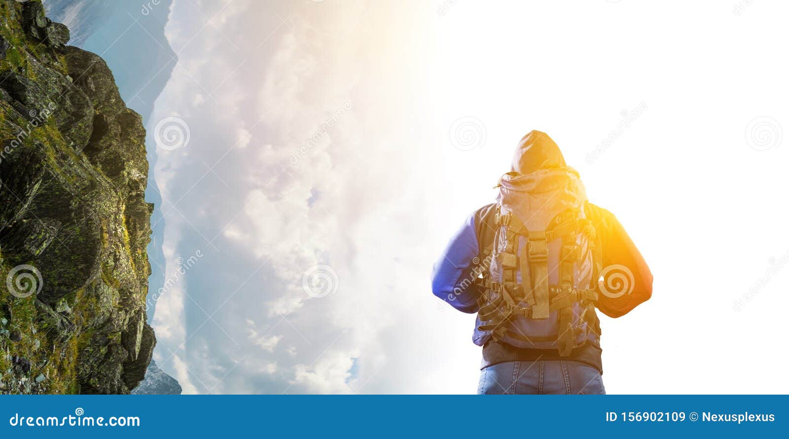 Travelling Tourist with His Backpack Stock Image - Image of hiking ...