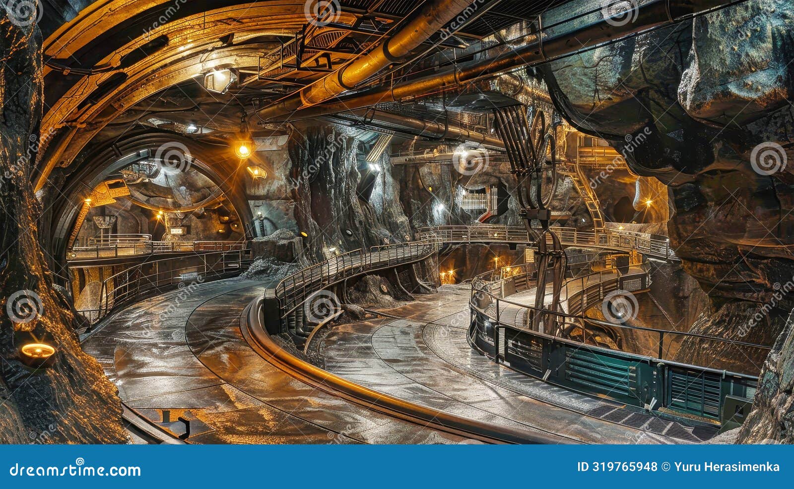 Traverse Through The Dimly Lit Tunnel Inside The Deep Cave, Surrounded ...