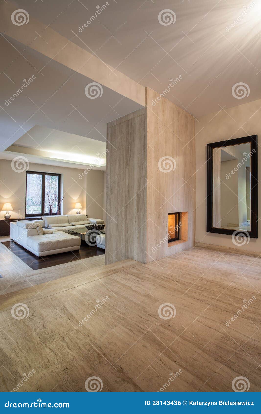 Travertine house: Interior stock photo. Image of flower - 28143436