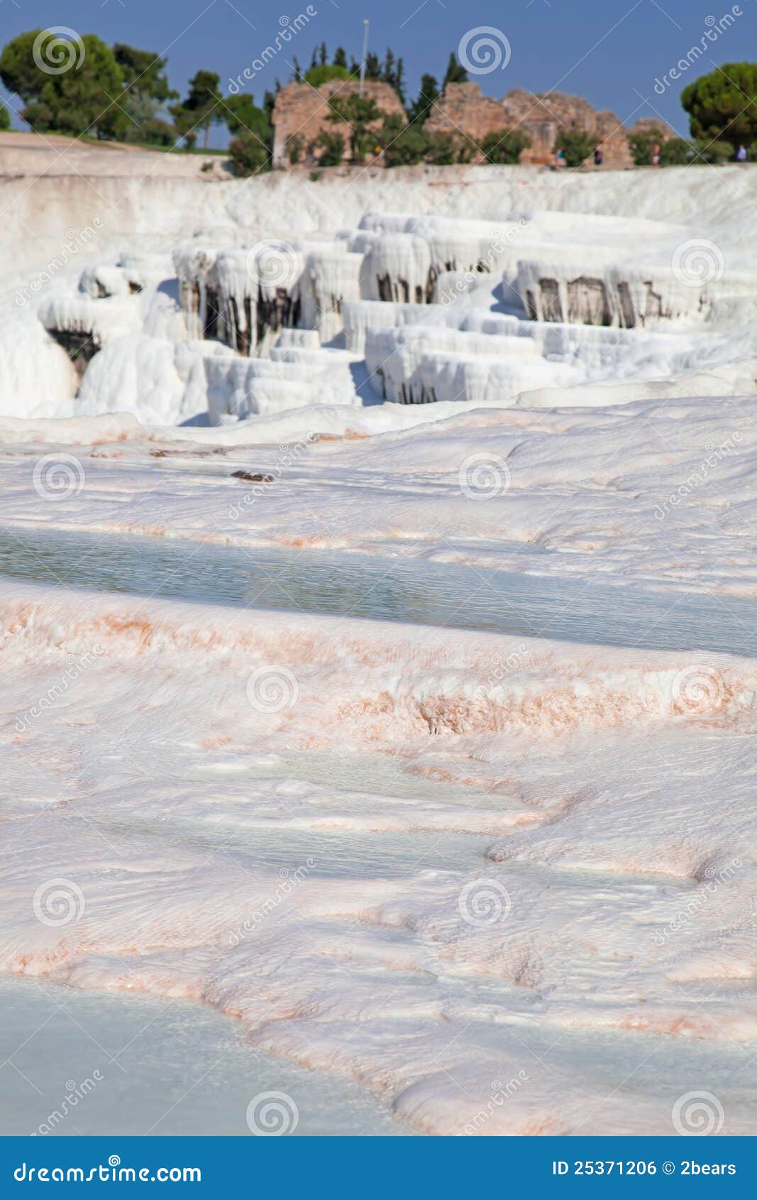 Travertine Pools and Terraces at Pamukkale, Turkey Stock Photo - Image ...