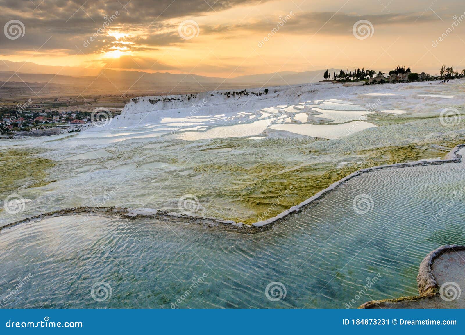 Travertine Terraces in Pamukkale in Western Turkey. Stock Image - Image ...