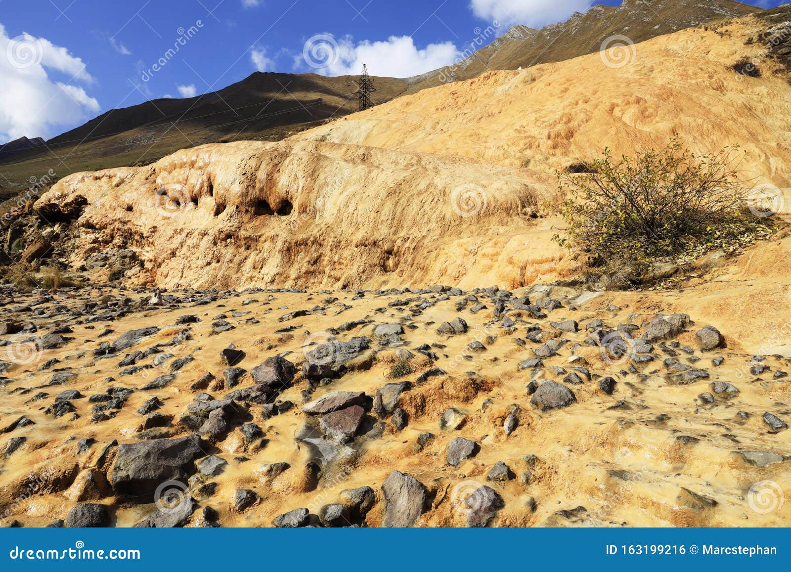 Travertines of Jvari Pass in Kazbegi National Park, Georgia Stock Photo ...