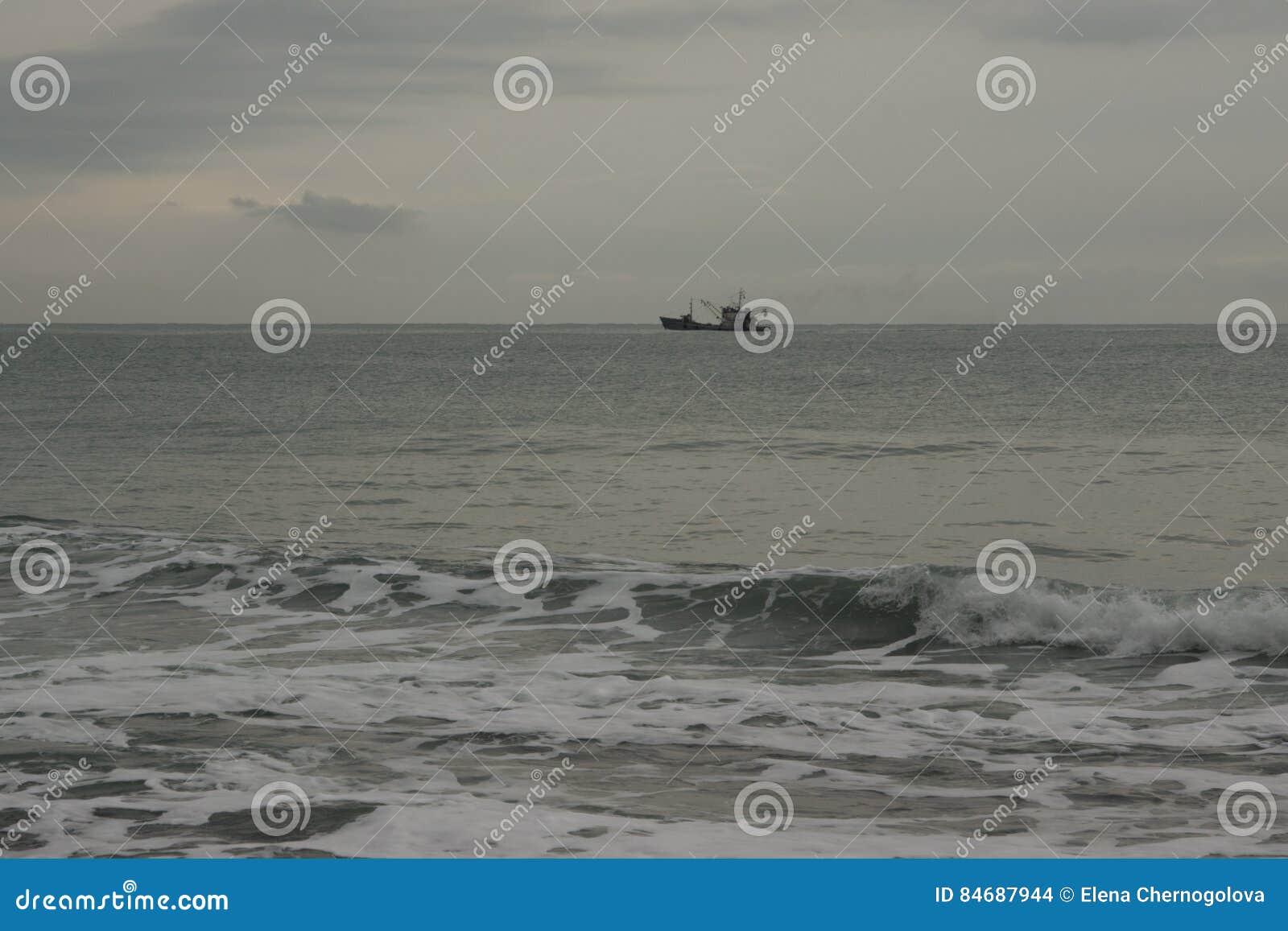 A trawl ship. stock photo. Image of trawl, ship, grey - 84687944