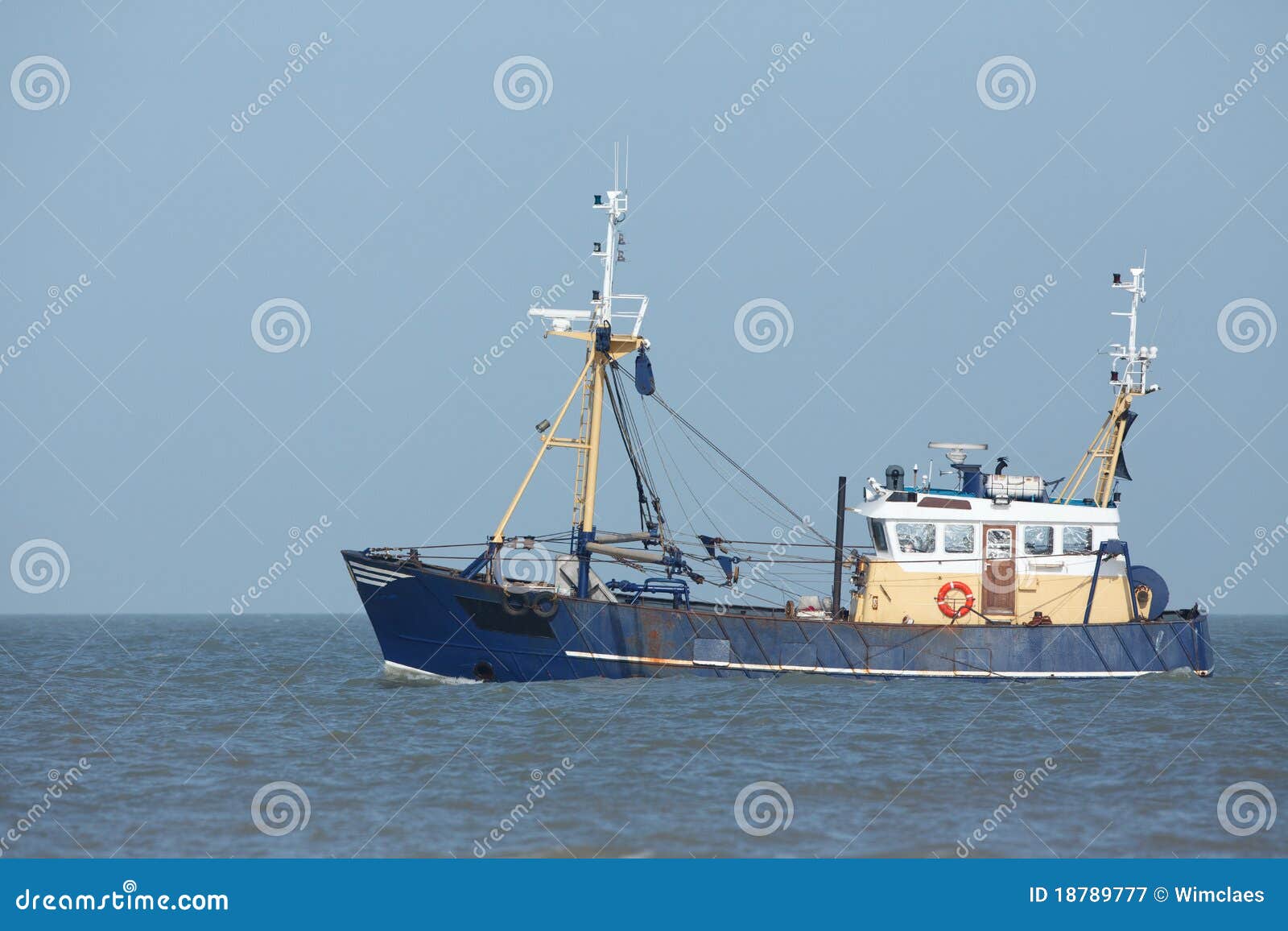 Trawler stock image. Image of channel, blue, coast, ostend - 18789777