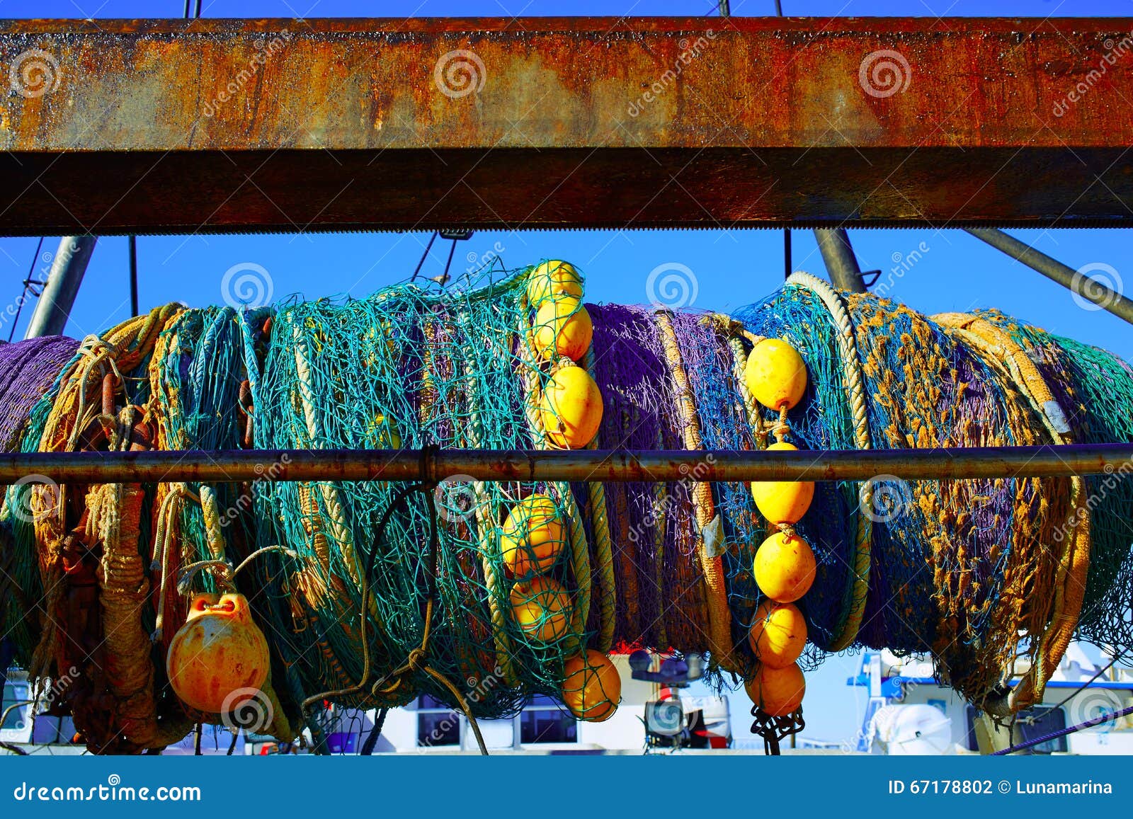 Trawler Boat Net Rolled in Axis from Mediterranean Stock Photo - Image ...