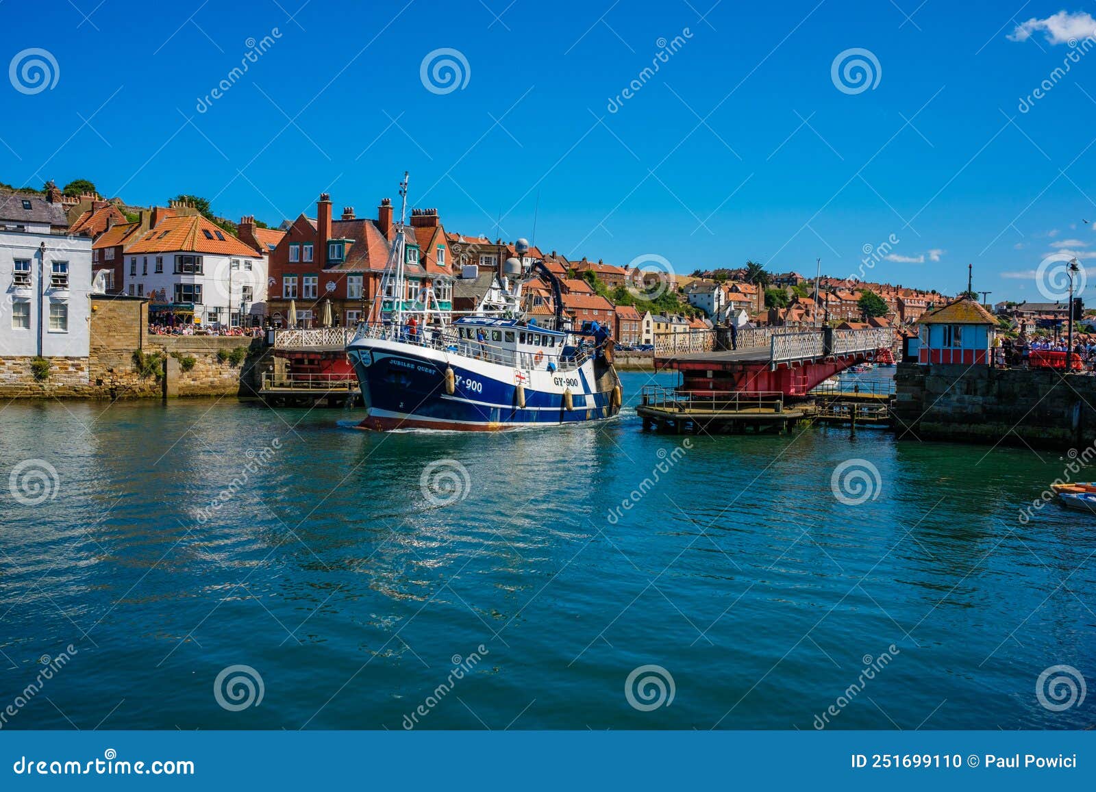 Trawler Passing through the Swing Bridge at Whitby Harbour Editorial ...