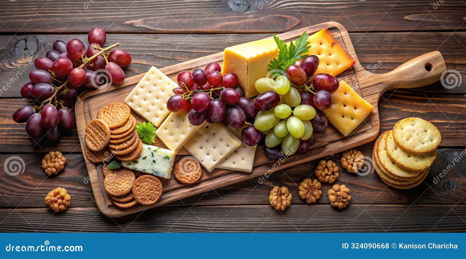 Assorted Cheese Types Displayed Appetizingly On Wooden Table For ...