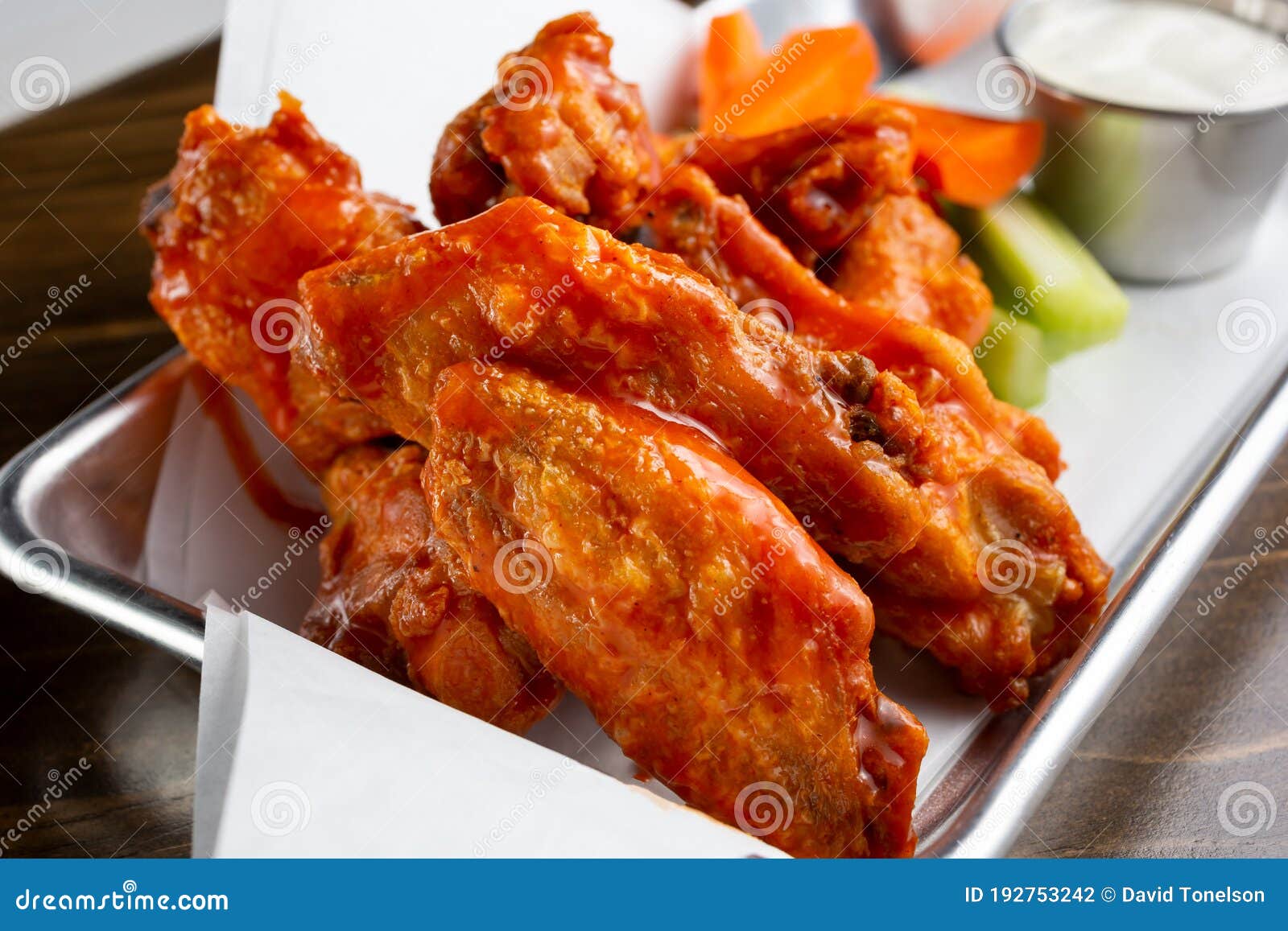 Tray of buff wings stock photo. Image of table, spicy - 192753242