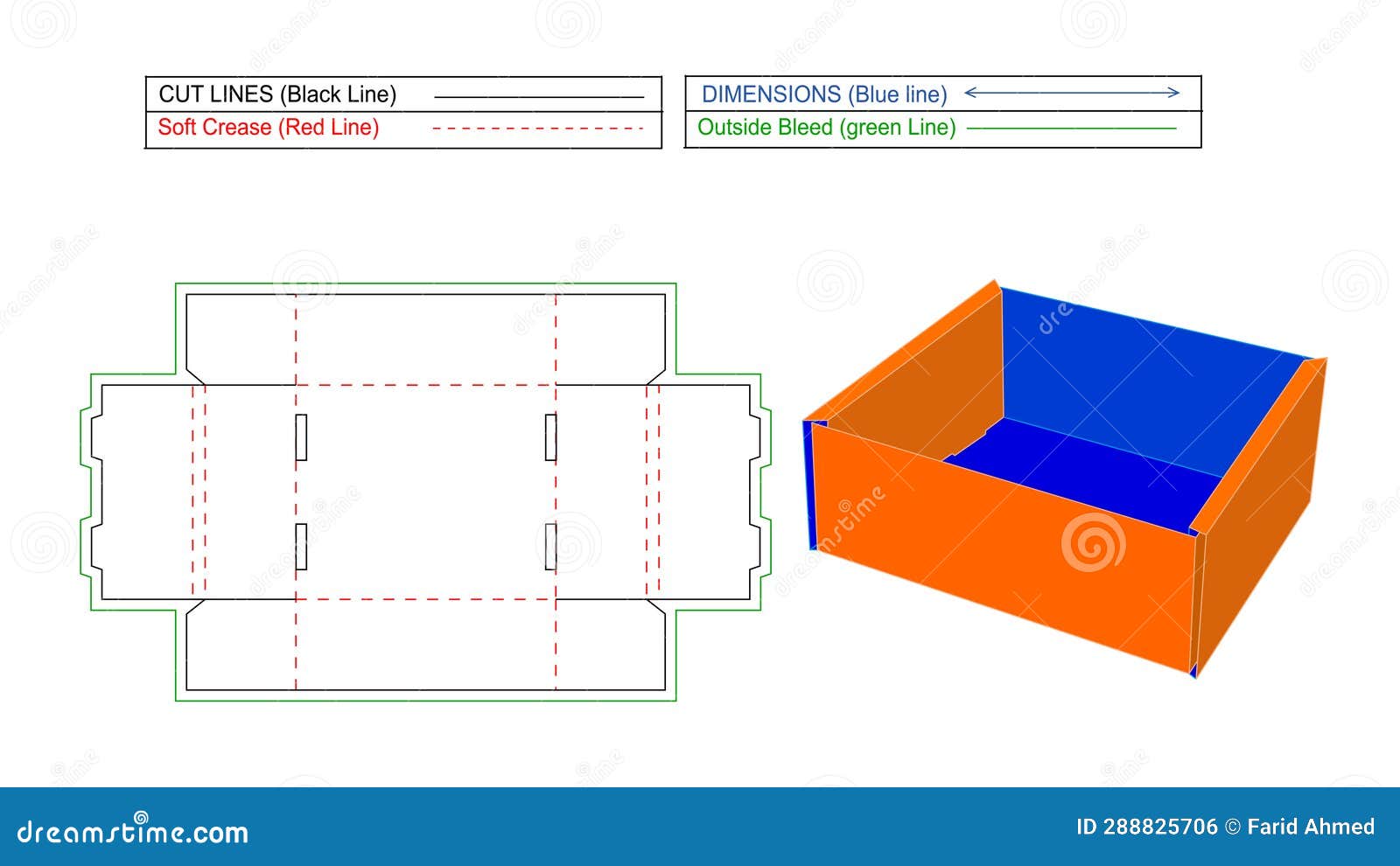 Carton Box, Corrugated Carton RETT Box Die Line And 3D Vector, Easily ...