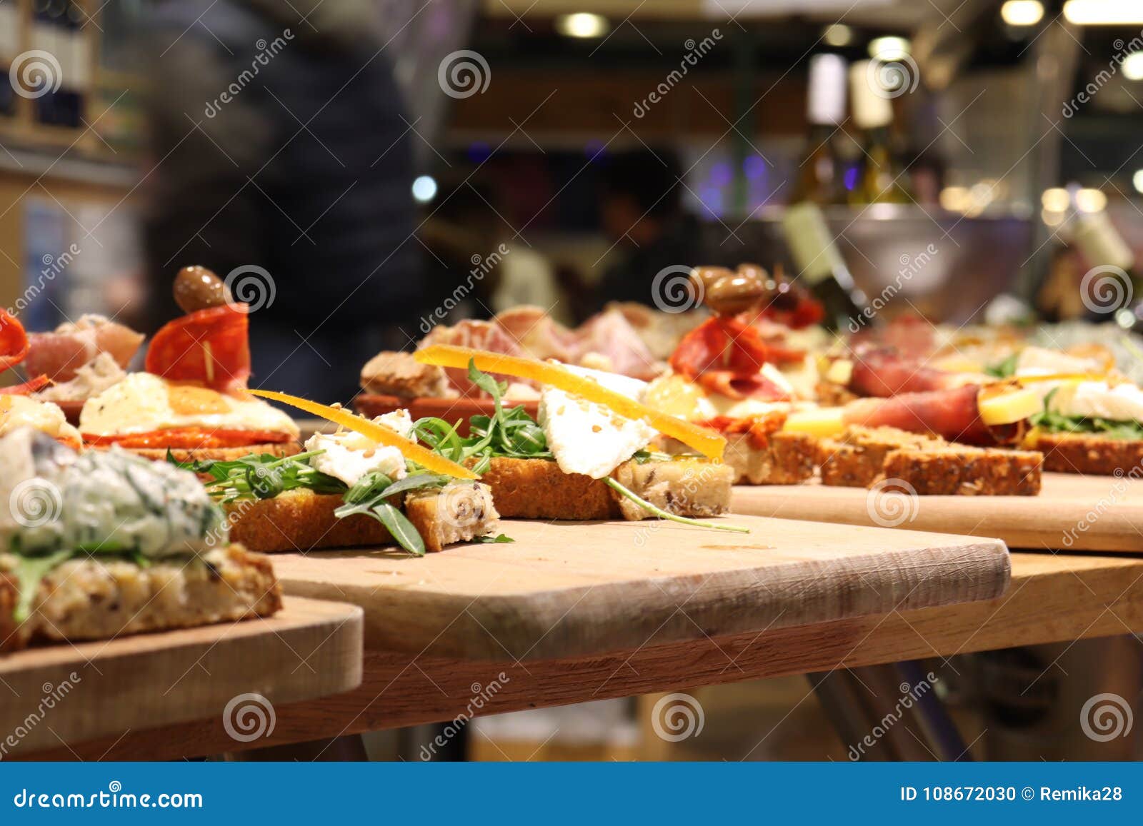 Tray of cheese tapas stock photo. Image of horizontal - 108672030