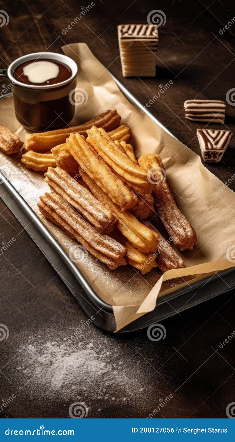 A Tray of Churros and Dipping Sauce on a Table. Generative AI Image ...