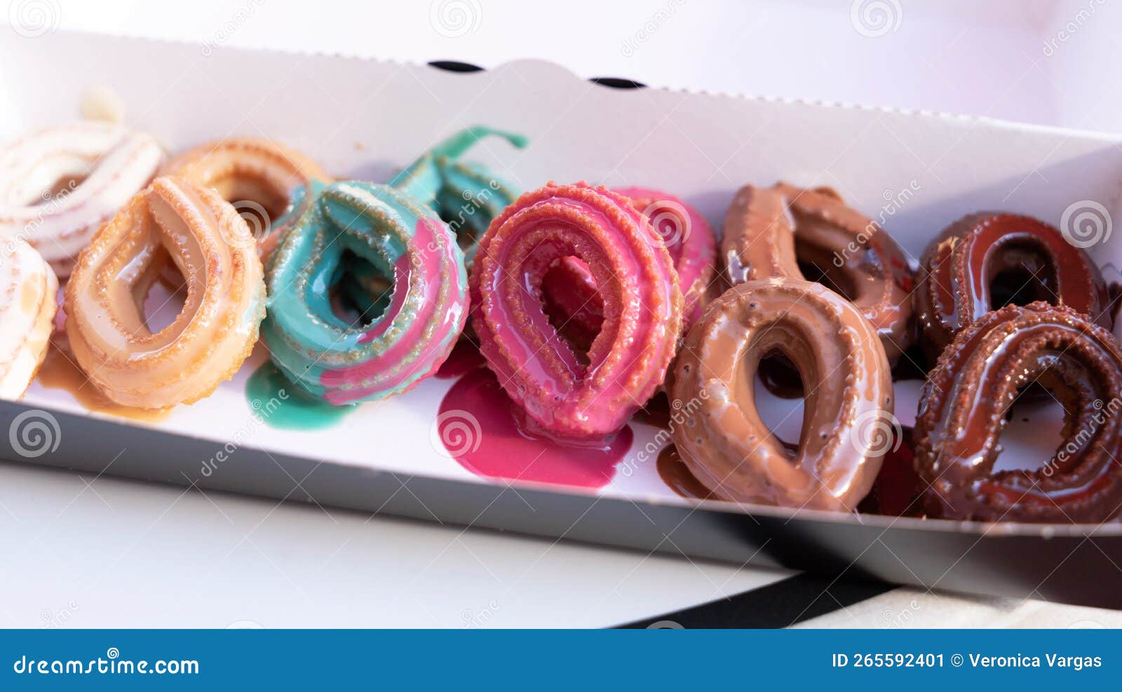 Tray with Colored Churros To Eat Stock Image - Image of taste, winter ...