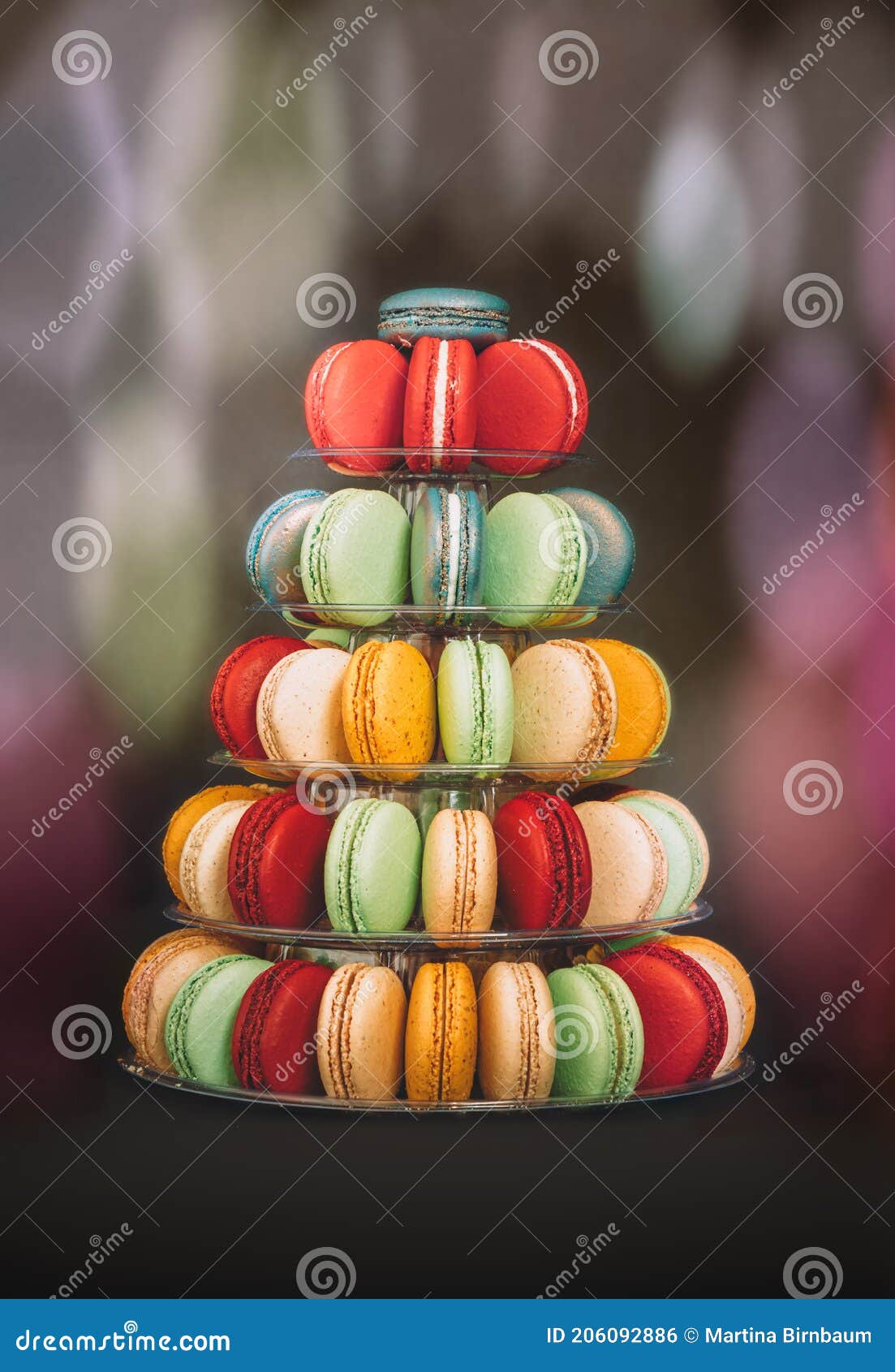 Tray with Colorful Macaroons in the Shape of a Christmas Tree Stock ...