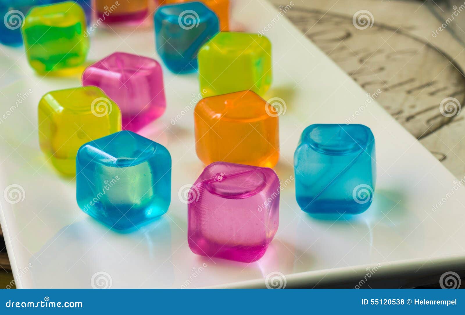 Tray of Colourful Plastic Water Filled Ice Cubes Stock Photo - Image of ...