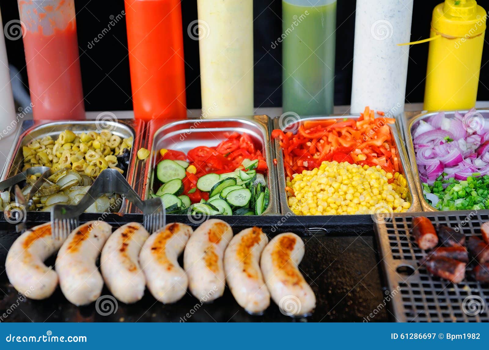 Tray with Cooked Food on Showcase Stock Image - Image of cucumber ...