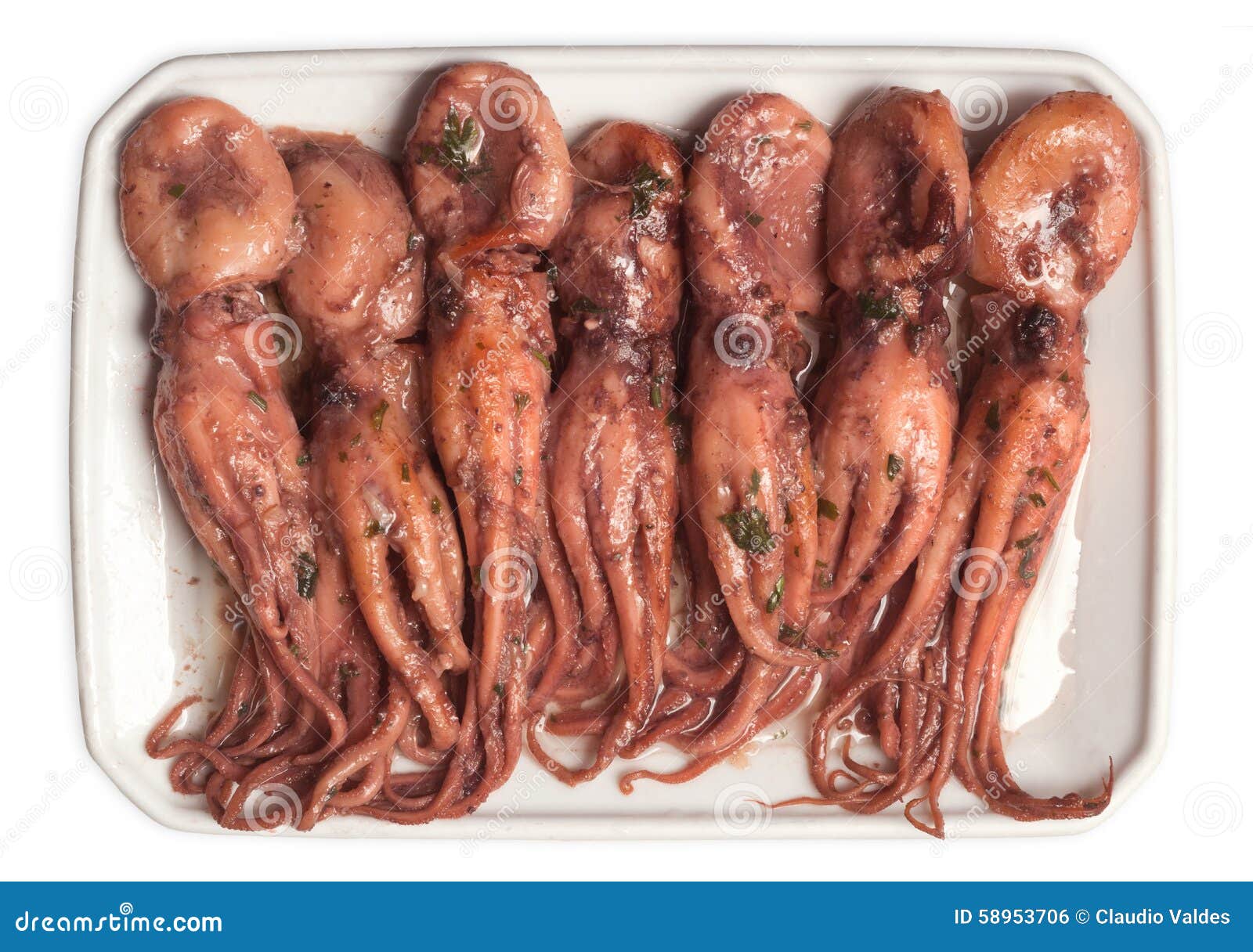Tray Cooked Pulpits Isolated Stock Photo - Image of food, parsley: 58953706