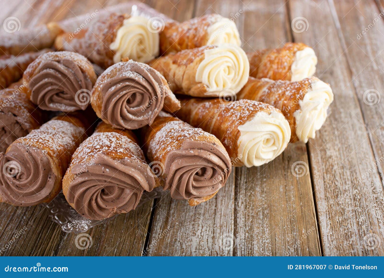 Tray of Cream Horn Pastries Stock Image - Image of plate, cream: 281967007