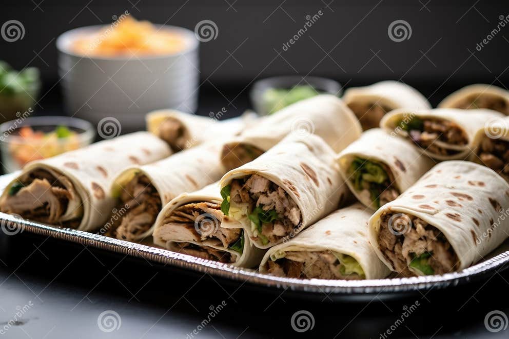 Tray Filled with Shawarma Wraps Ready for Serving Stock Image - Image ...