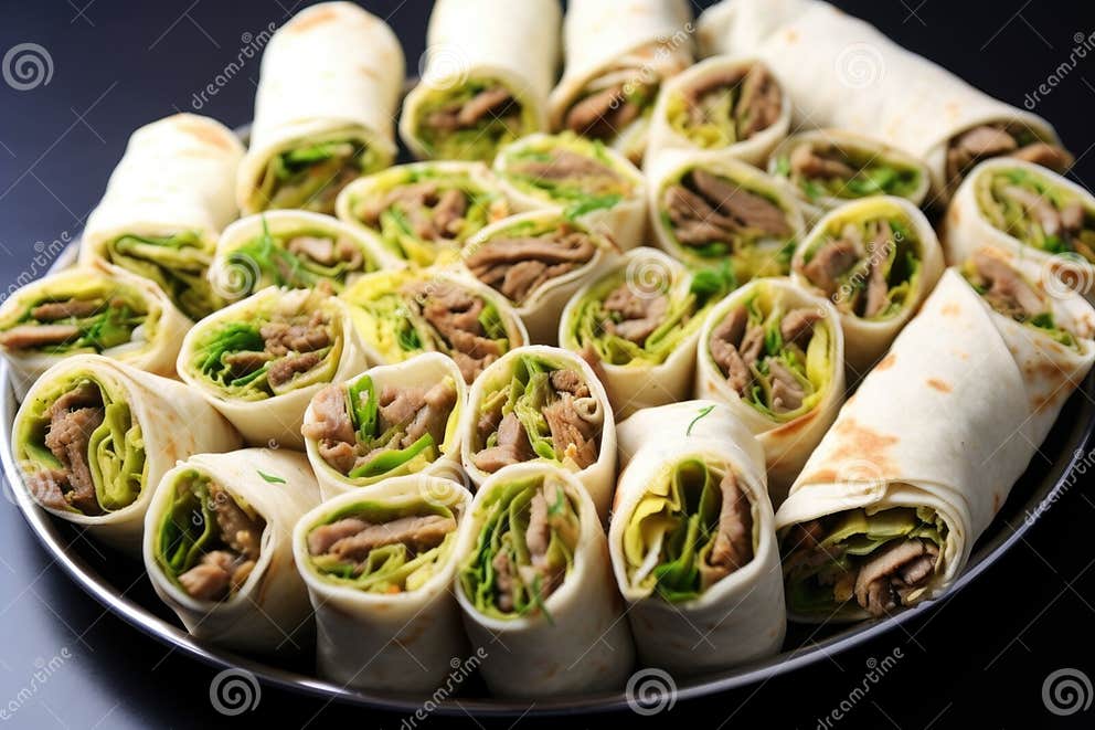 Tray Filled with Shawarma Wraps Ready for Serving Stock Photo - Image ...