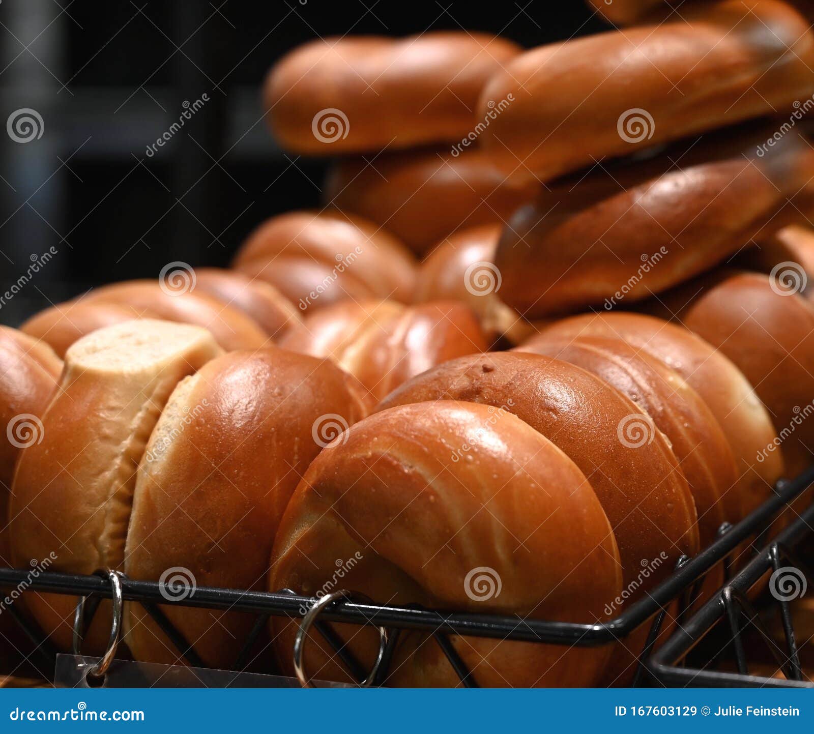 Fresh Plain Bagels stock image. Image of brown, bake - 167603129