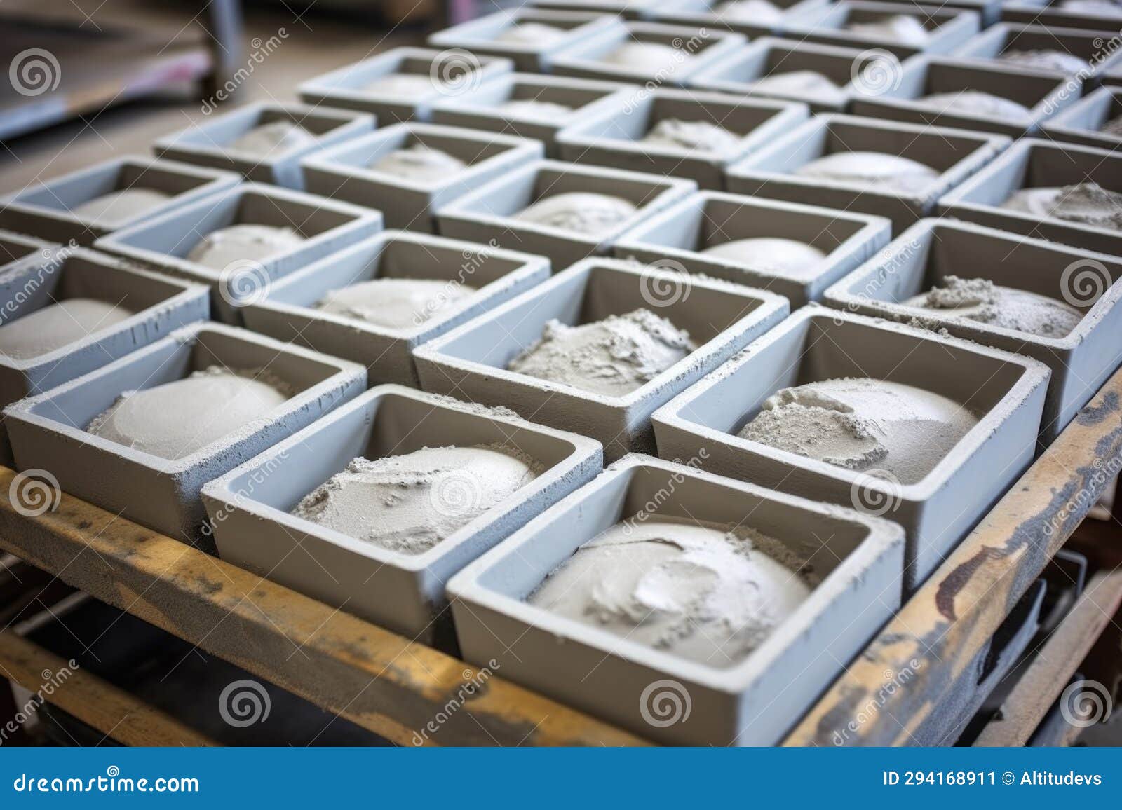 Tray of Freshly Mixed Cement Ready To Be Poured into Molds Stock Image ...