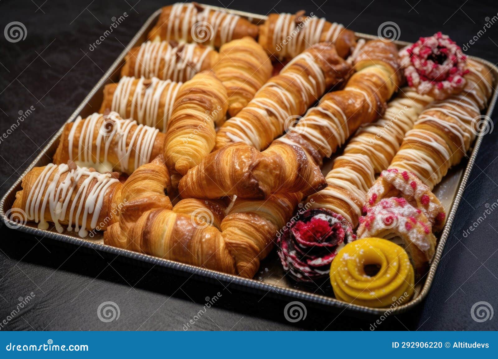 A Tray Full of Assorted Danish Pastries Stock Photo - Image of baked ...