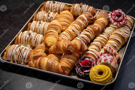 A Tray Full of Assorted Danish Pastries Stock Photo - Image of baked ...