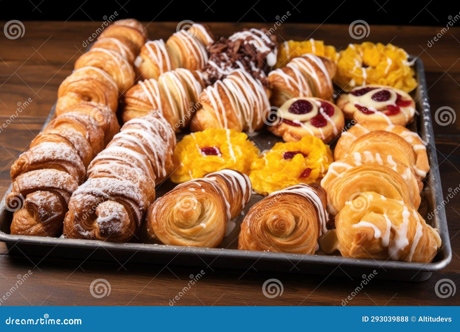 A Tray Full of Assorted Danish Pastries Stock Photo - Image of tray ...